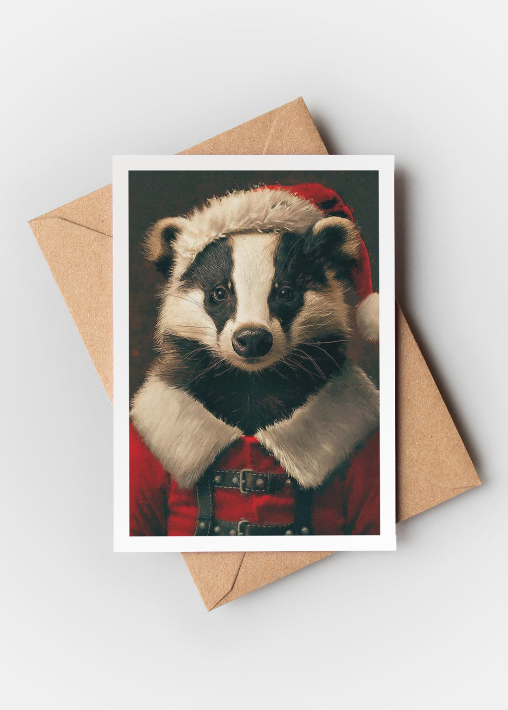 Badger Portrait A6 Christmas Greetings Card – InkAndDrop
