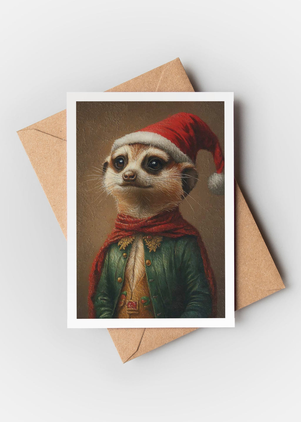 Meerkat Portrait A6 Christmas Greetings Card – InkAndDrop