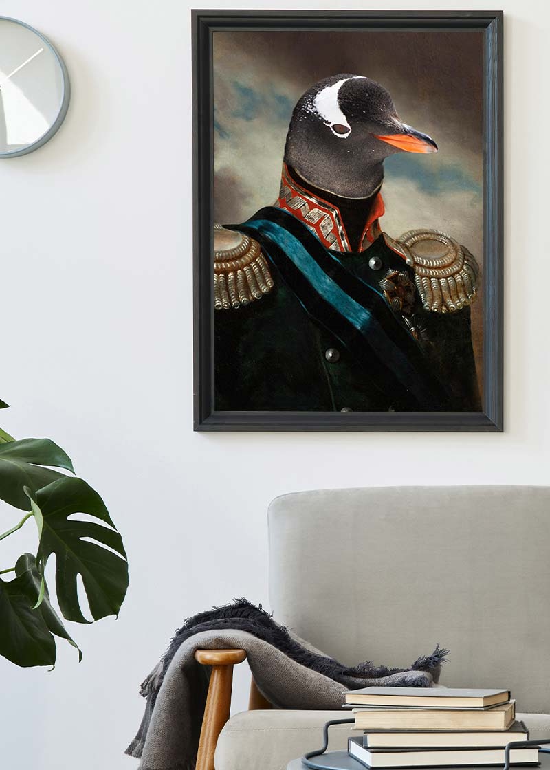 Penguin Military Portrait Print – InkAndDrop
