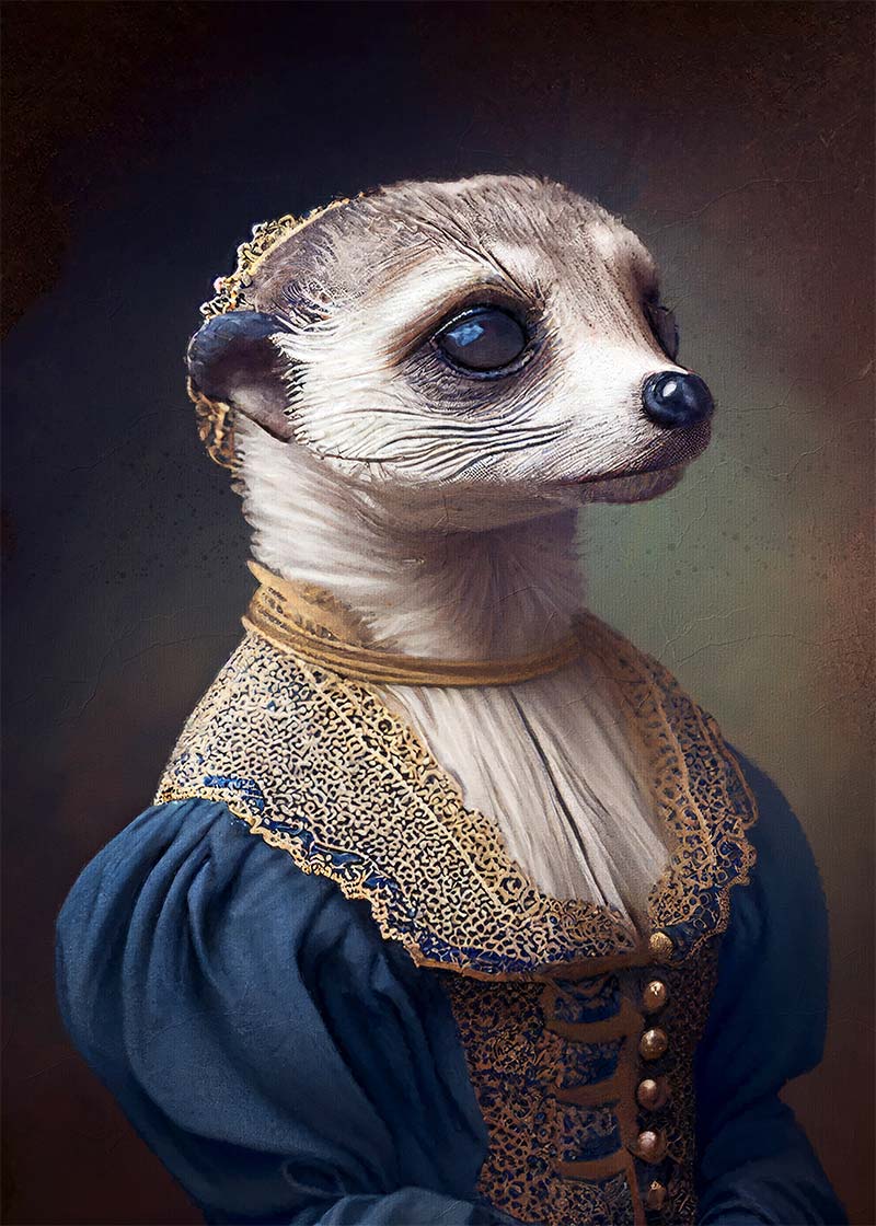 Meerkat Animal Head Portrait Print – InkAndDrop