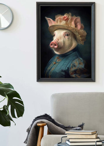 Pig Lady Animal Portrait Print – InkAndDrop