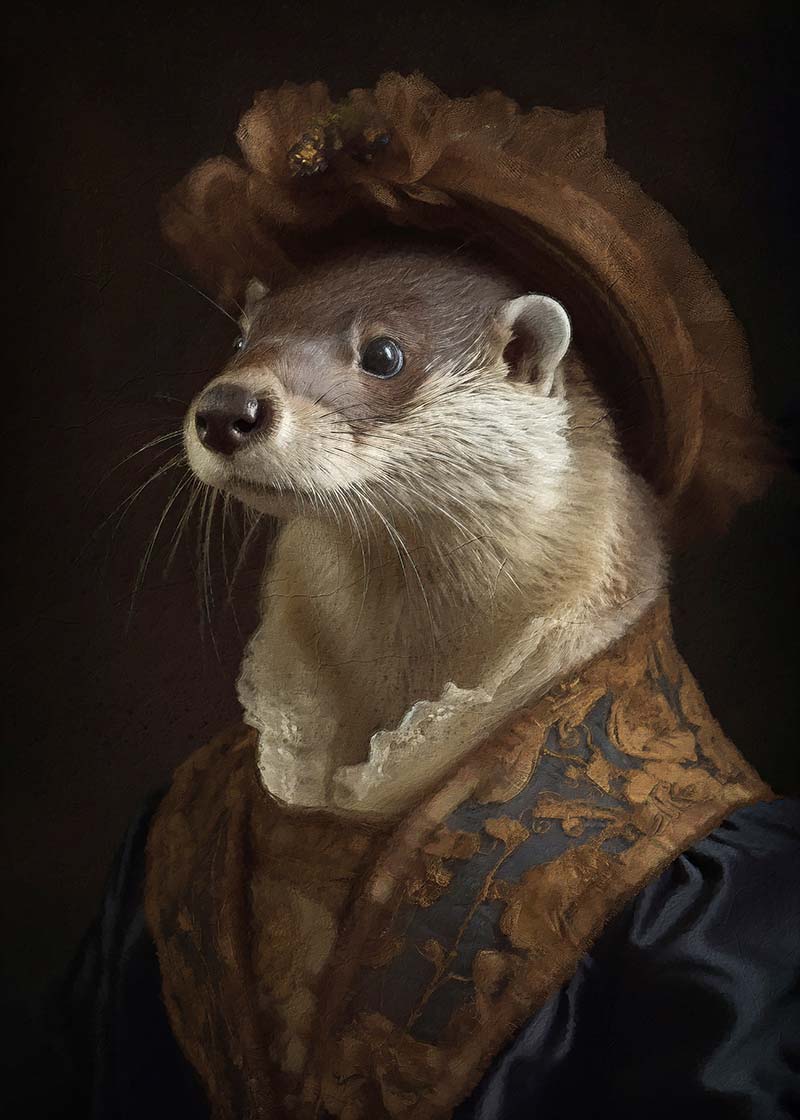 Lady Otter Animal Portrait Print – InkAndDrop