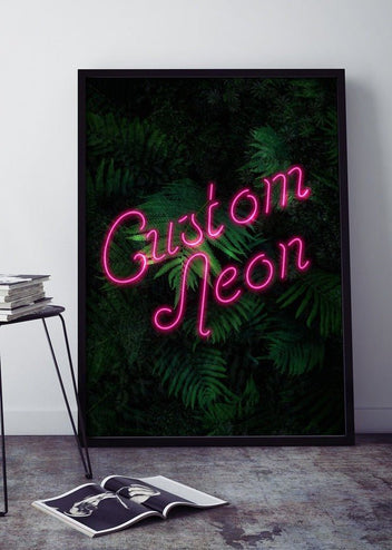 Custom Script Neon Sign Leaves Print – InkAndDrop