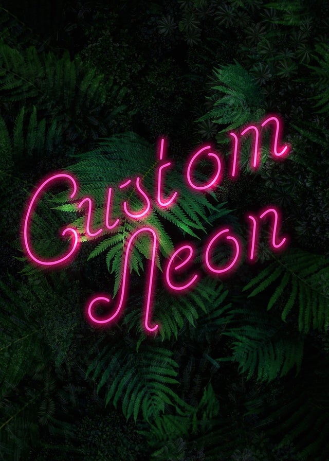 Custom Script Neon Sign Leaves Print – InkAndDrop