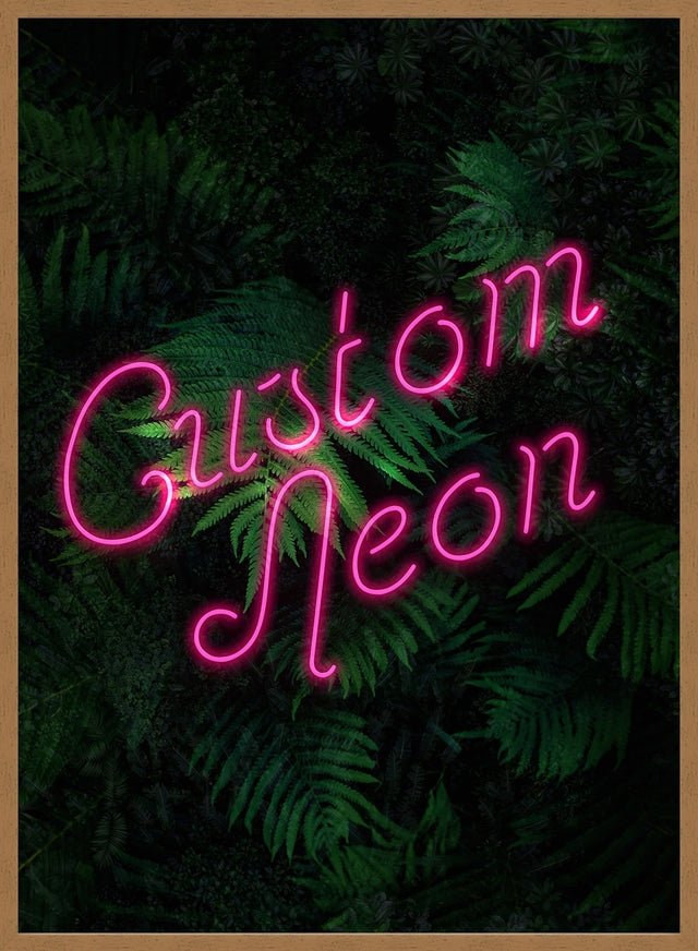 Custom Script Neon Sign Leaves Print – InkAndDrop