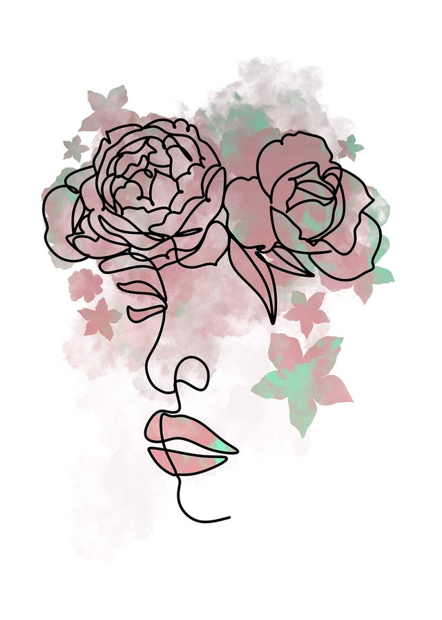 Floral Face Line Art Print – InkAndDrop