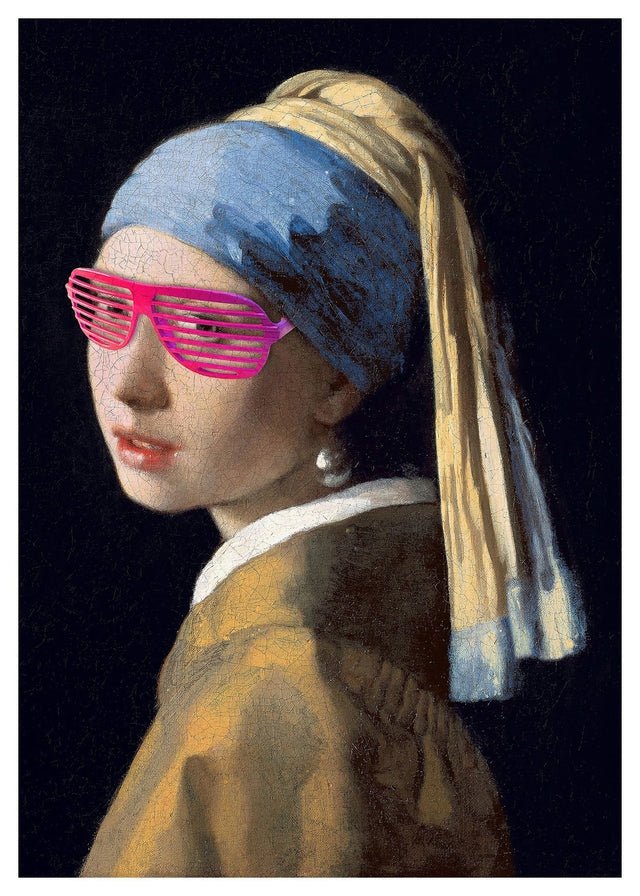 Girl With Pink Shutter Shades Print – InkAndDrop