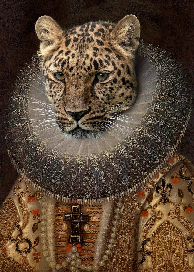 Queen Leopard Portrait Altered Art Print – InkAndDrop