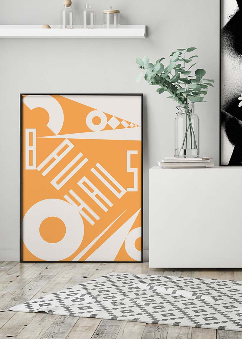 Bauhaus Sharp Angled Letters Orange Print Inkanddrop