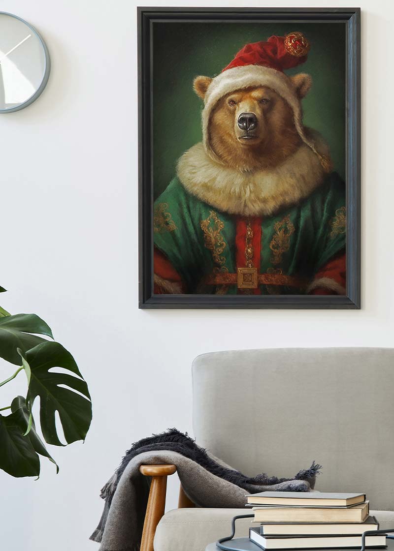 Christmas Bear Animal Portrait Print – InkAndDrop
