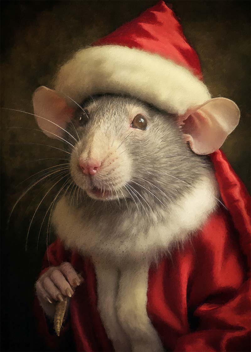 Christmas Rat Animal Portrait Print – InkAndDrop