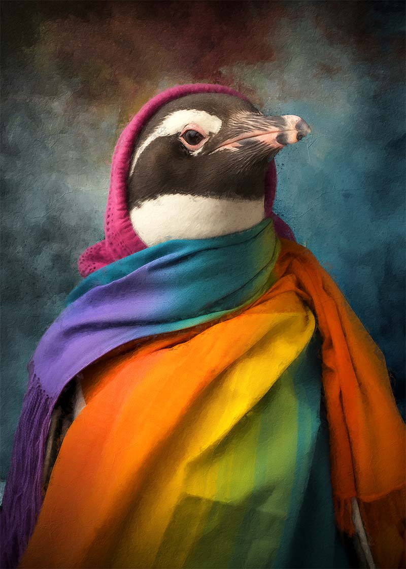 Rainbow Penguin Animal Portrait Print – InkAndDrop