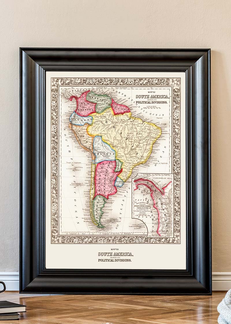 1863 Map of South America and Political Divisions – InkAndDrop